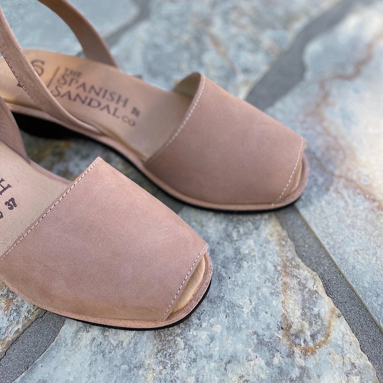 Tan nubuck midi wedge sandals